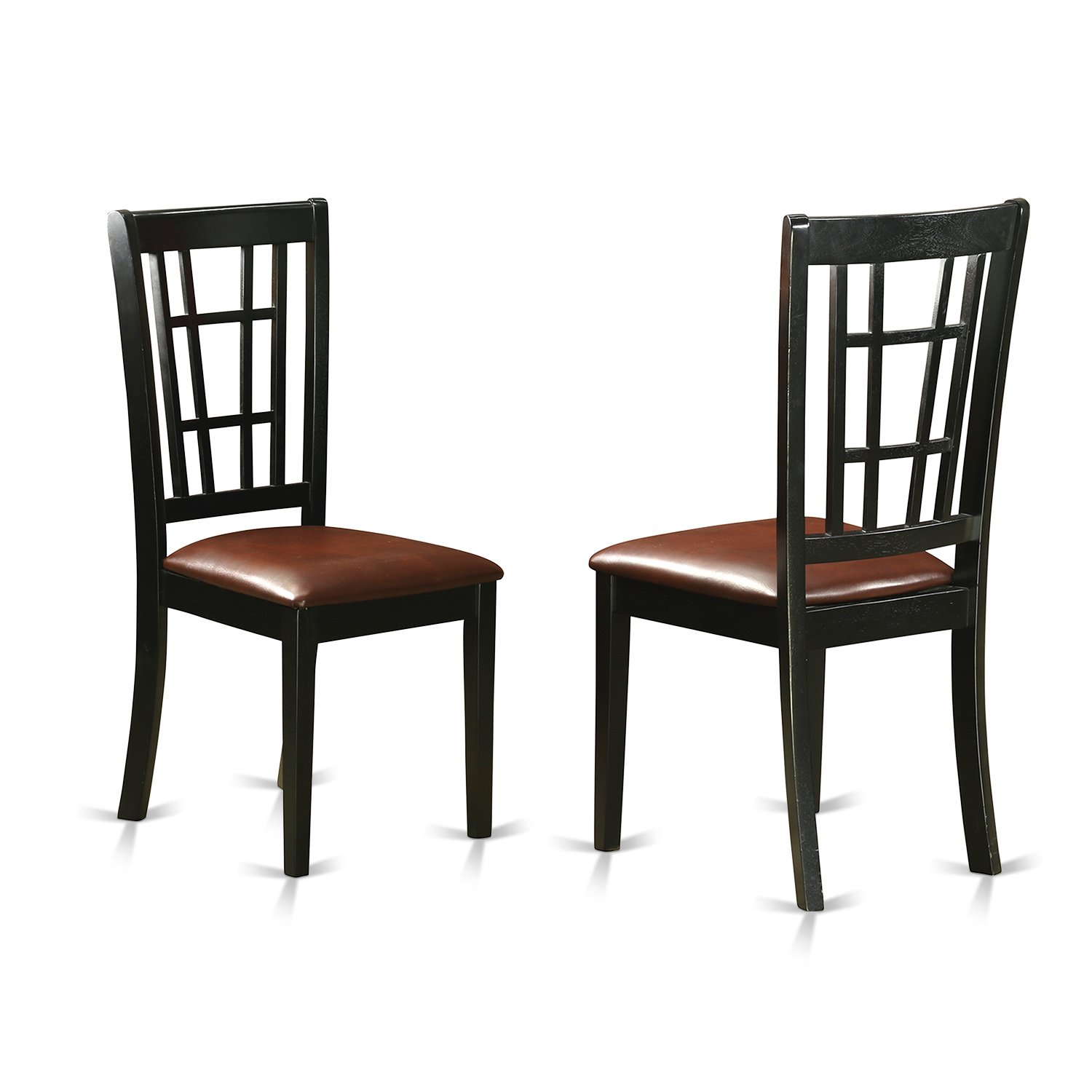East West Furniture AMNI5-BCH-LC Antique 5 Piece Set for 4 Includes a Round Kitchen Table with Pedestal and 4 Faux Leather Dining Room Chairs, 36x36 Inch