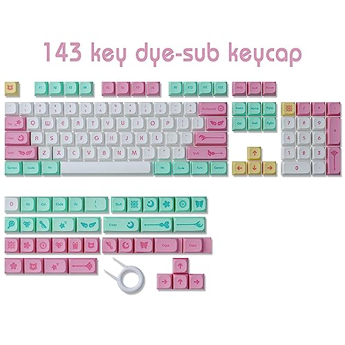 Tsungup PBT Keycaps, XDA Profile Keycaps 143 Keys Dye Sublimation Fairy Customized Keycaps for ANSI Layout Cherry MX Switches Mechanical Keyboards