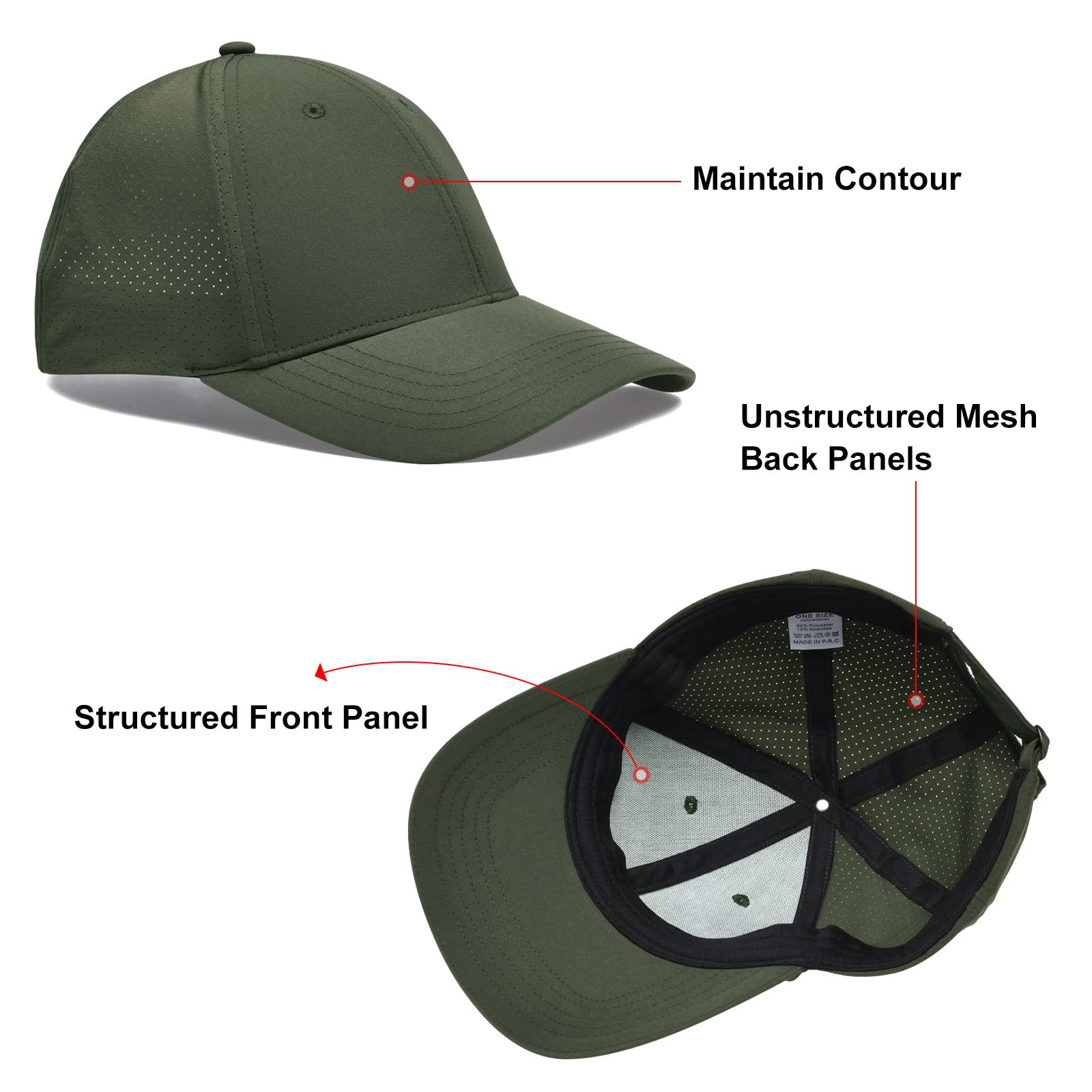 FEICUI Quick Dry Baseball Cap Lightweight Breathable Outdoor Sports Hats Adjustable Run Cap for Men, Women (Army Green)