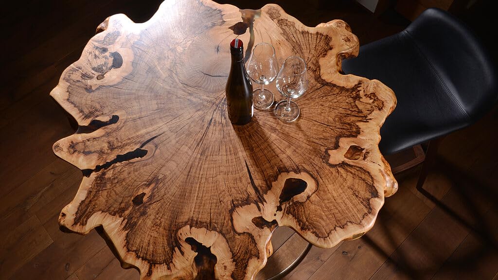 Custom Made Round Live Edge Table Wooden Dining Table Coffee Table End Table Epoxy Table Bar Counter Top Resin Living Room Table Wooden Table Patio Table (without Stand, 18 x 18 Inches)
