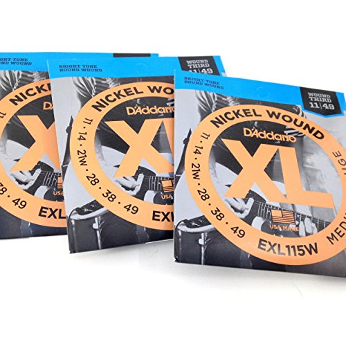 D'Addario D'Addario EXL115W Electric Guitar Strings - Wound - 3 Pack