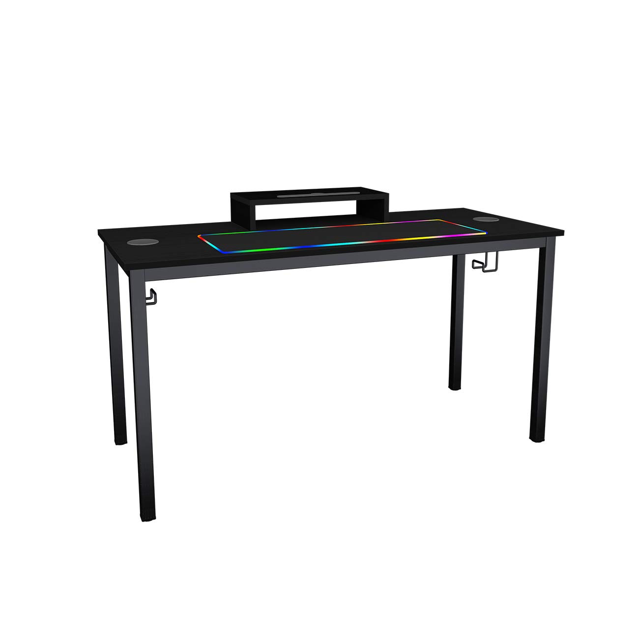 DlandHome Gaming Computer Desk with RGB LED Mouse Pad, 55 inches Gaming Table/Workstation with Display Stand, ND14 Pro, Black and Black Legs