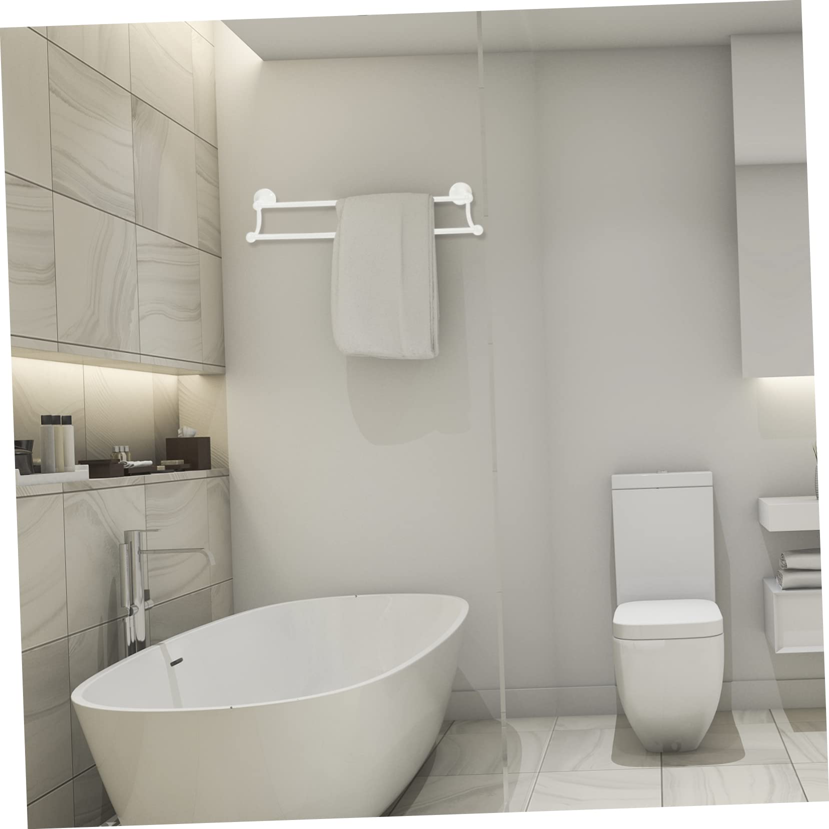 IMIKEYA 1 Pc Double Bar Towel Rack White to Rotate Hanging Rod Brass Household