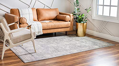 Rugs.com Oregon Collection Rug – 8' x 10' Gray Low-Pile Rug Perfect for Living Rooms, Large Dining Rooms, Open Floorplans