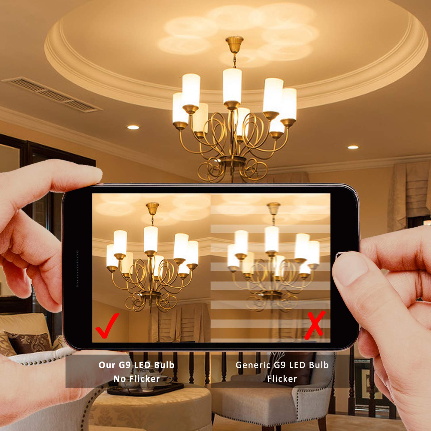 Ugvmn G9 LED Bulb Dimmable, No Flicker 2700K Soft Warm White T4 Small G9 LED Bi Pin Base, 4W (40W Halogen Replacement Bulbs), 360° Beam Angle, Chandelier Light Bulbs for Home Lighting, 4 Pack