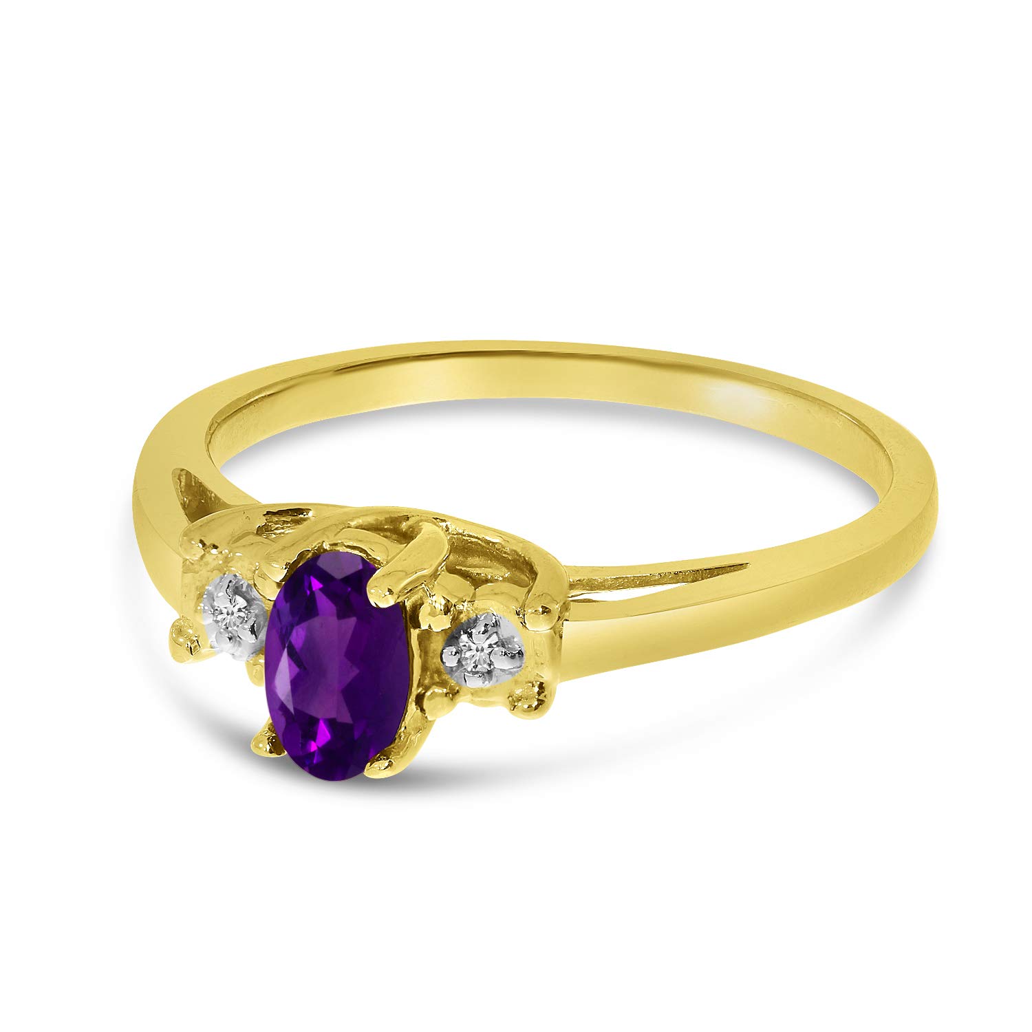 Direct-Jewelry 14k Yellow Gold Oval Amethyst And Diamond Ring (Size 7.5)