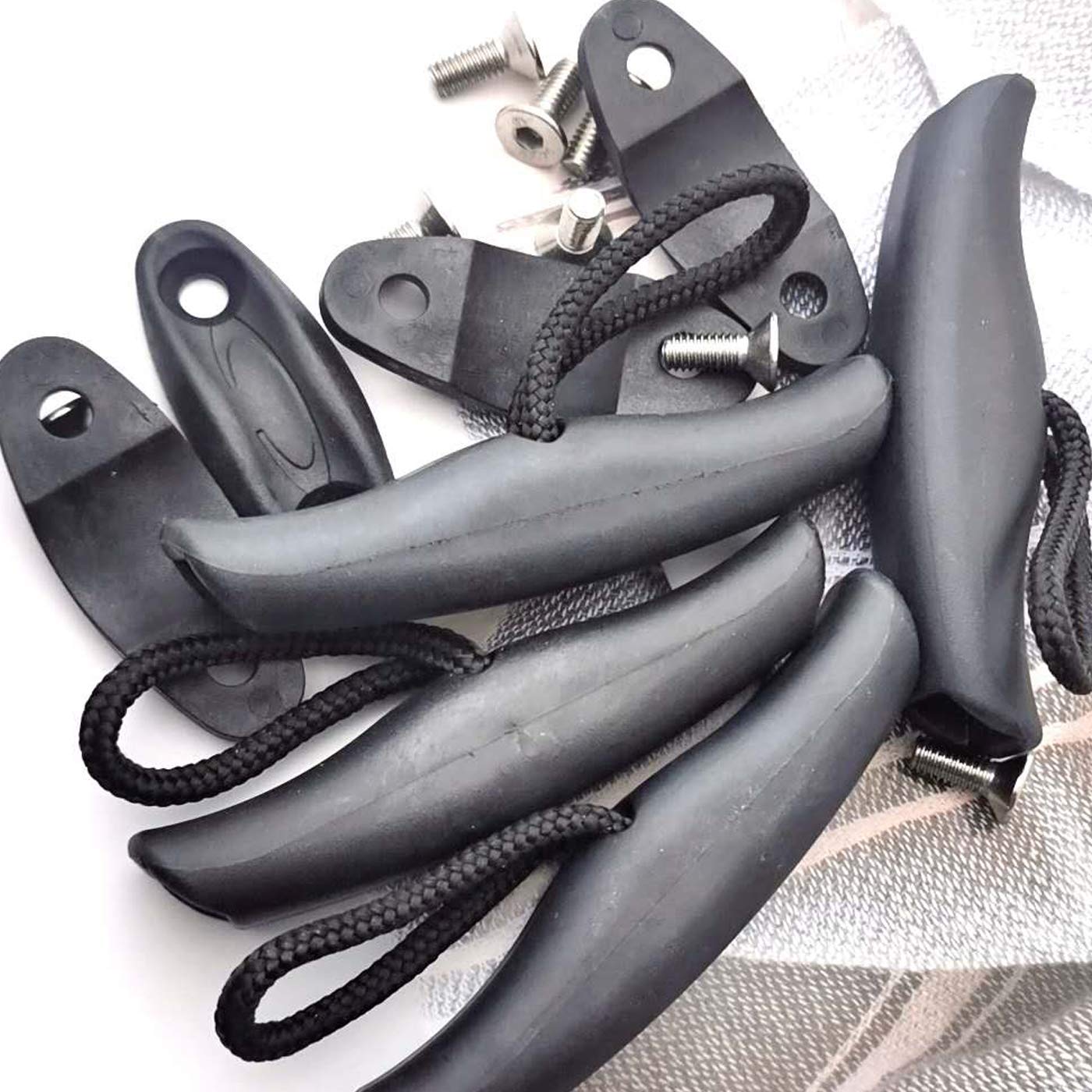 DaNaRaa 4 Pieces Kayak Toggle Carry Handles Grip with Cord Rope Deck Eye and Screws Suit for Rope Replacement Boat Kayak Carrying Accessories Kit