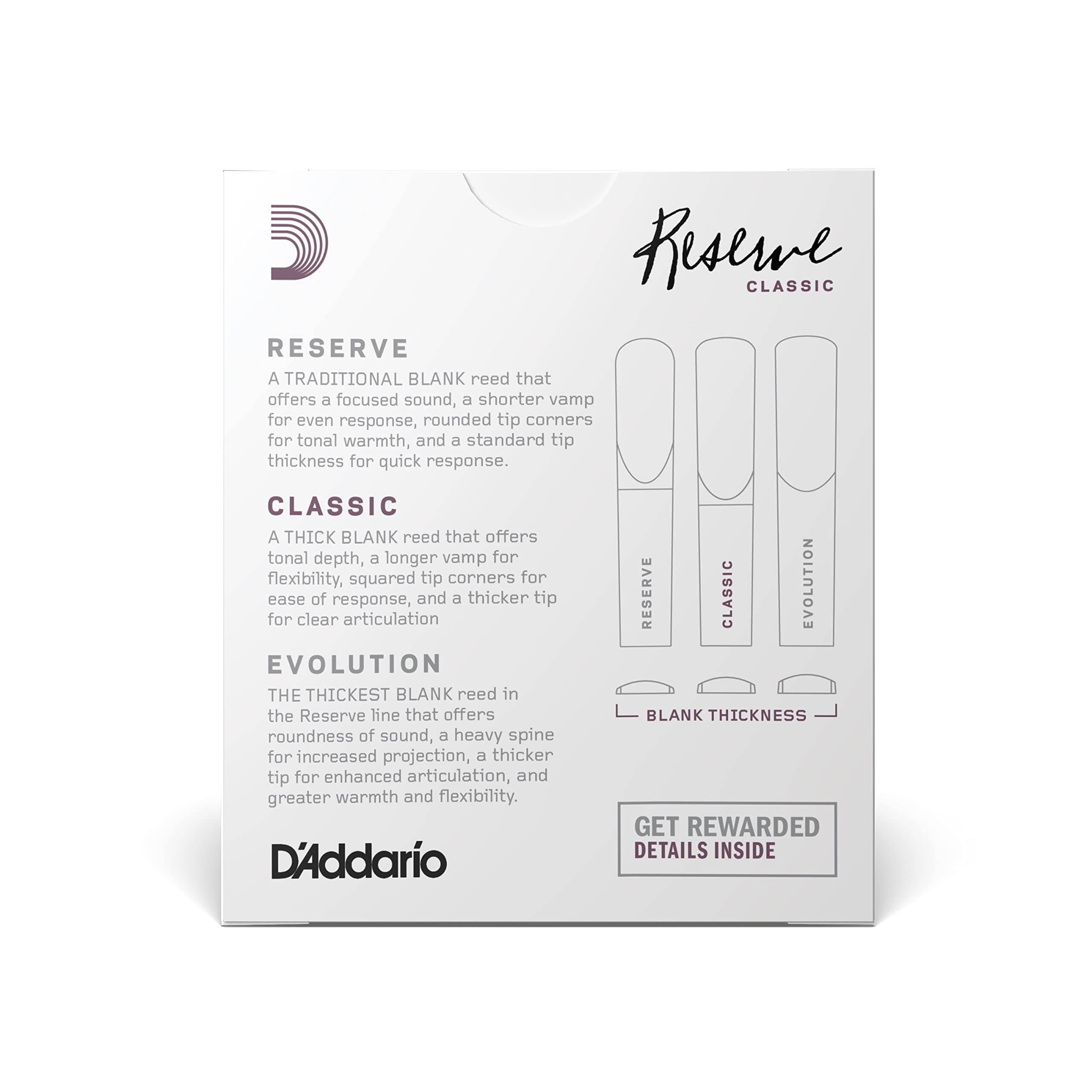 D’Addario Reserve Classic B Clarinet Reeds, Strength 3.5 (10-Pack) – Thick Blank Reed Offers a Rich, Warm Tone, Exceptional Performance and Consistency – Ideal for Advanced Students or Professionals