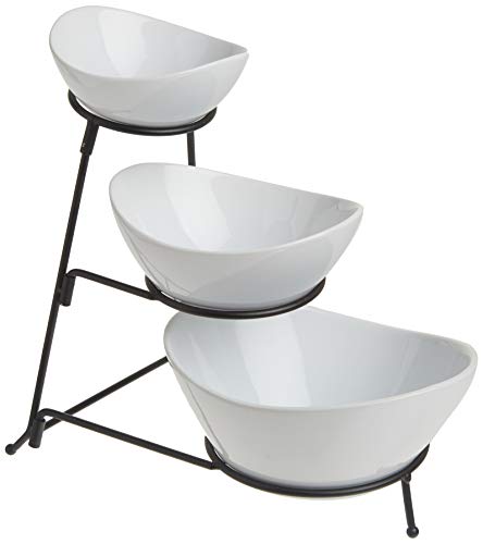 Gibson Elite Gracious Dining Dinnerware, 3-Tier Oval Bowl, White