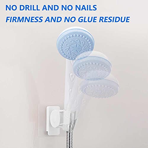 KnnRiim Shower Head Holder,Plastic Bathroom Strong Adhesive Showerhead Adapter,Wall Mount Adjustable Handheld Shower Head Holder Bracket,Waterproof,Relocatable Shower Wand Holder,White