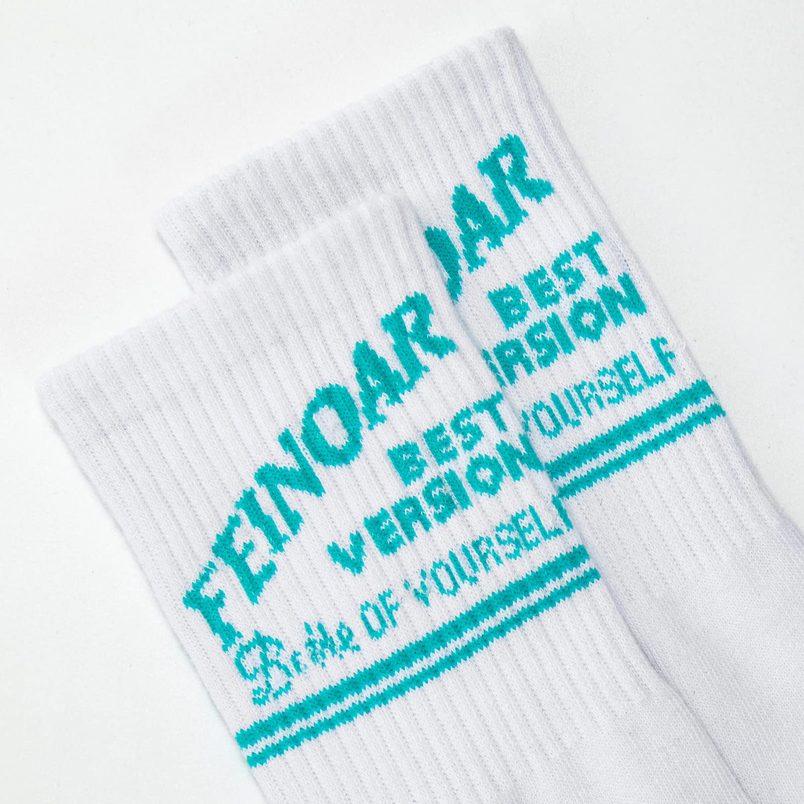 FEINOAR 3 Pairs Mens Crew Socks Cushioned Durable Cotton Athletic Running Socks White (Men Size 7-11)