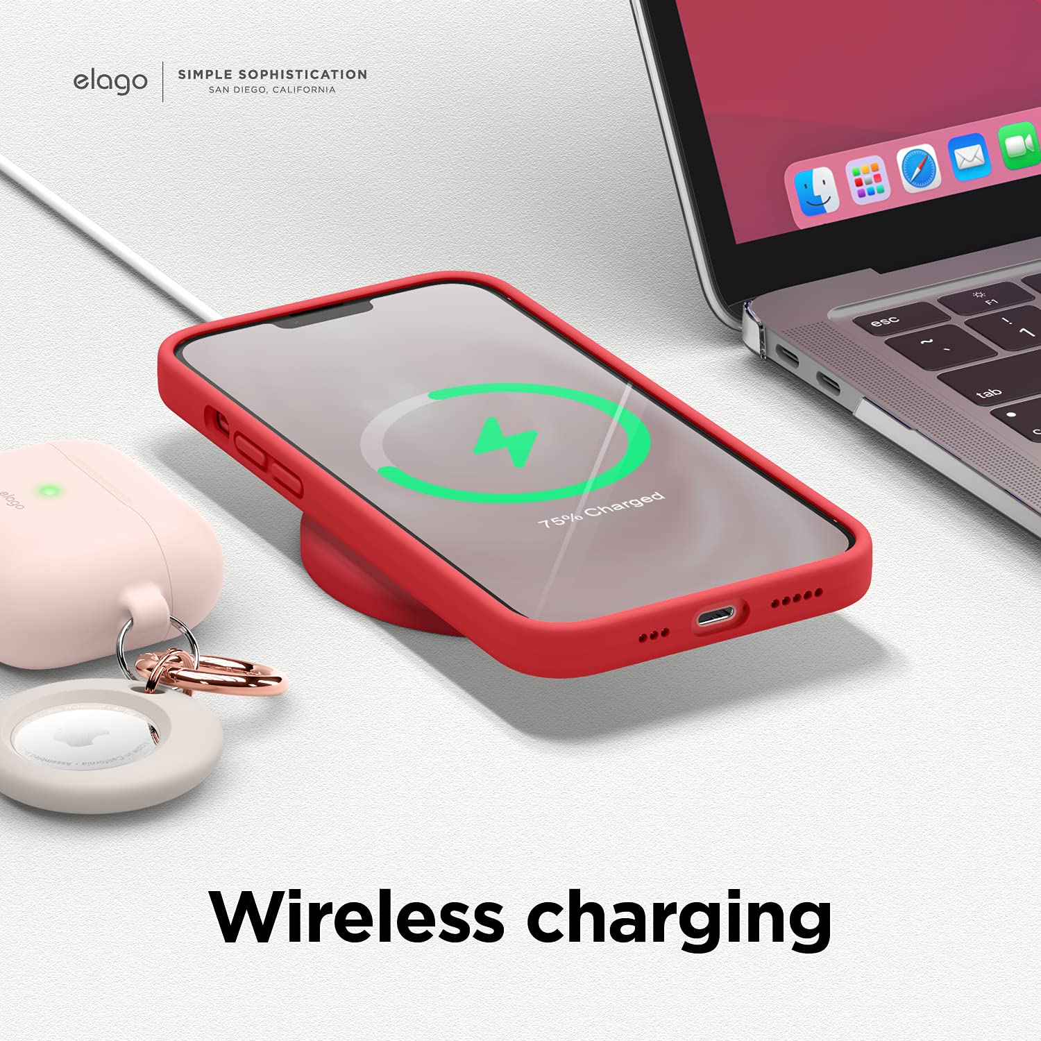elago Liquid Silicone Case Compatible with iPhone 13 (6.1 inches), Premium Silicone Case, Full Protection Case β Shockproof Cover with 3 Structures, Soft Microfiber Prevents Scratches (Red)