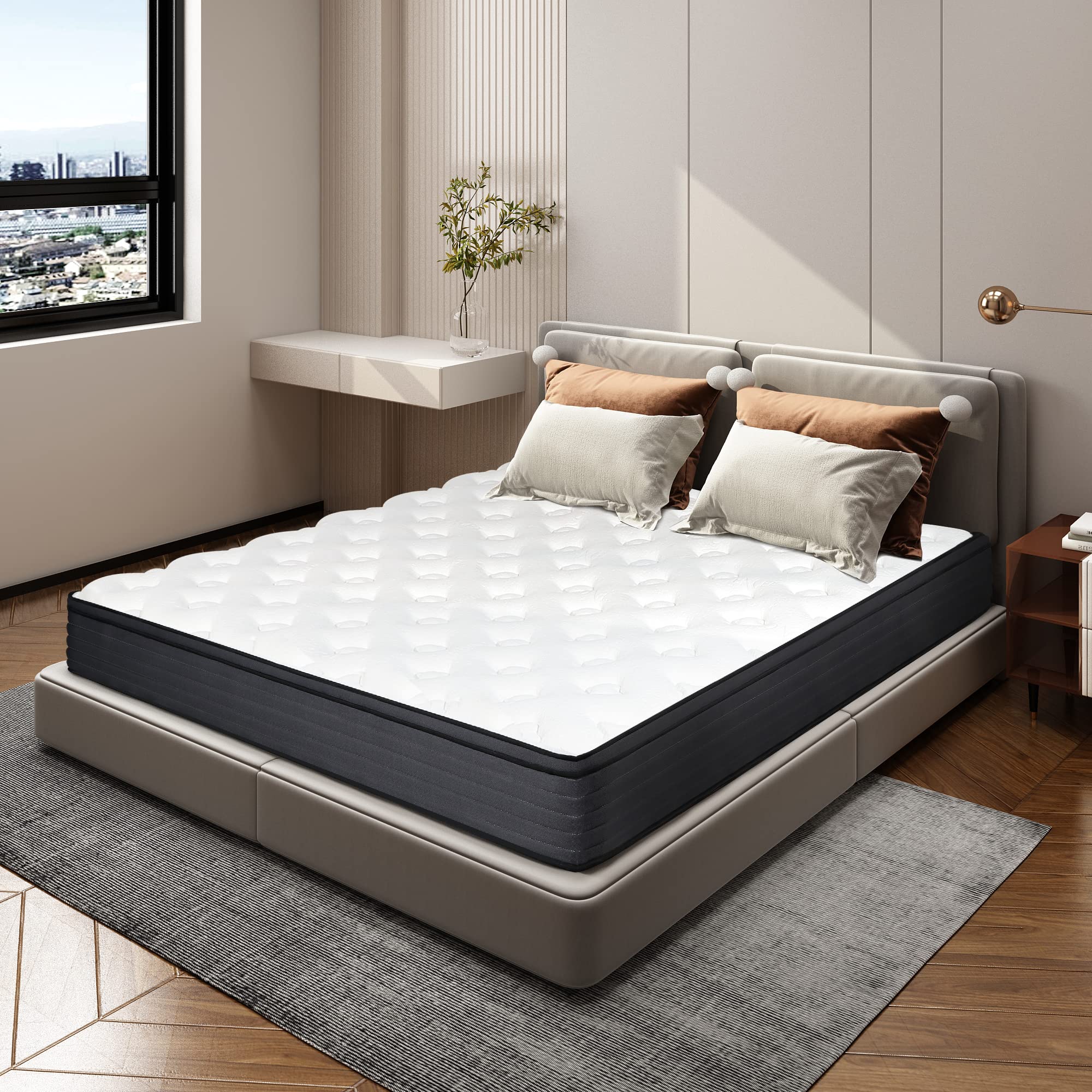 Ladinimo Full Mattress, Medium Firm Hybrid Mattress with High Density Foam & Motion Isolation with Individually Wrapped Pocket Coils Mattresses,Full Size Mattresses