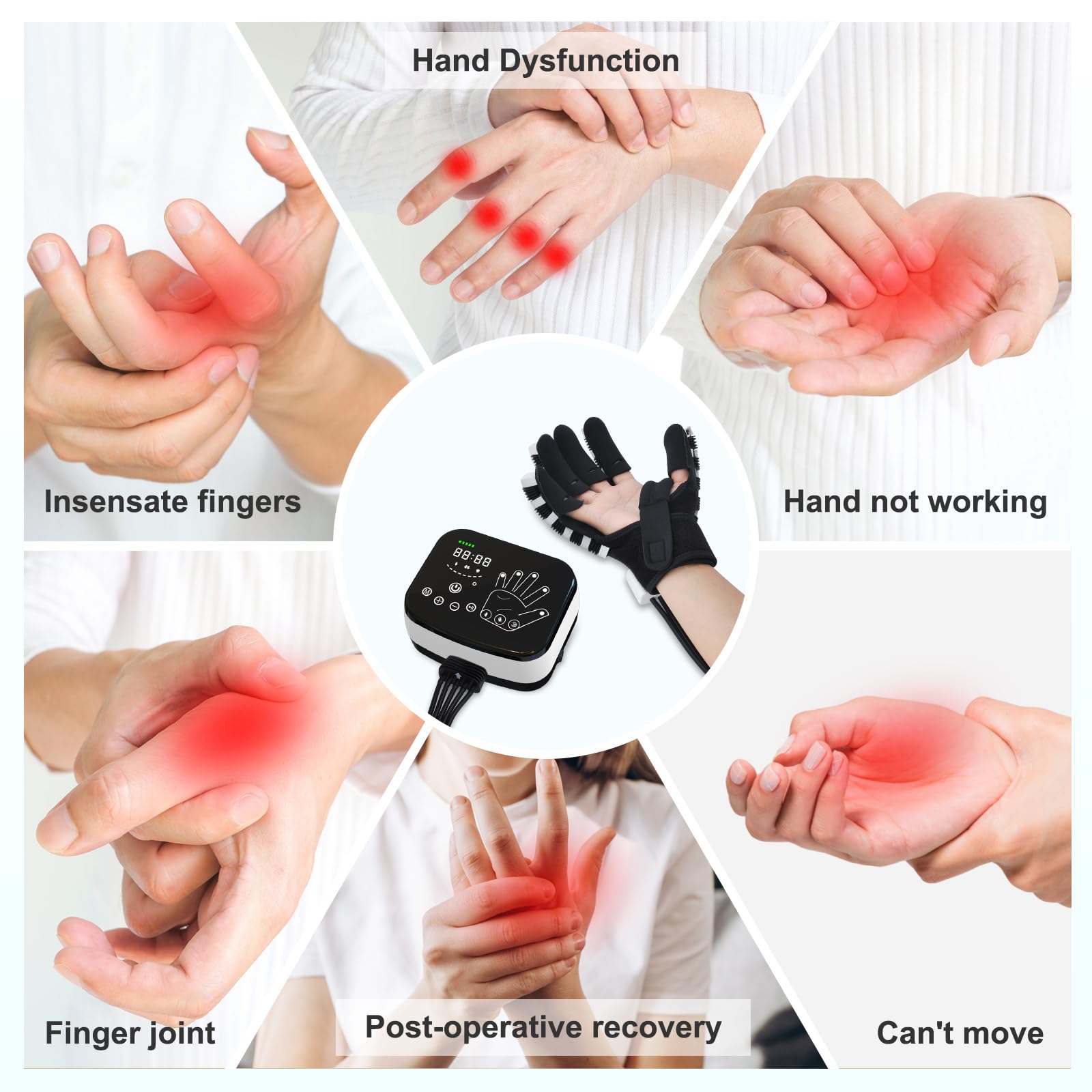 Relassy Rehabilitation Equipment, Rehabilitation Robot Gloves With Strength Adjustment With Stree Workout Modes