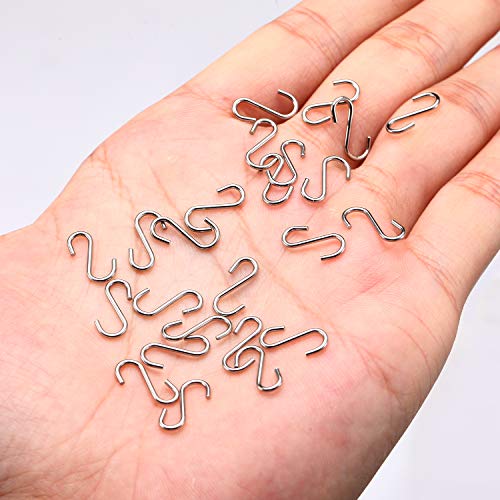 Senkary 200 Pieces 0.55 Inch Length Mini S Hooks Extra Small S Hooks Metal S-Shaped Hooks for Crafts, Jewelry and Hanging (Silver)