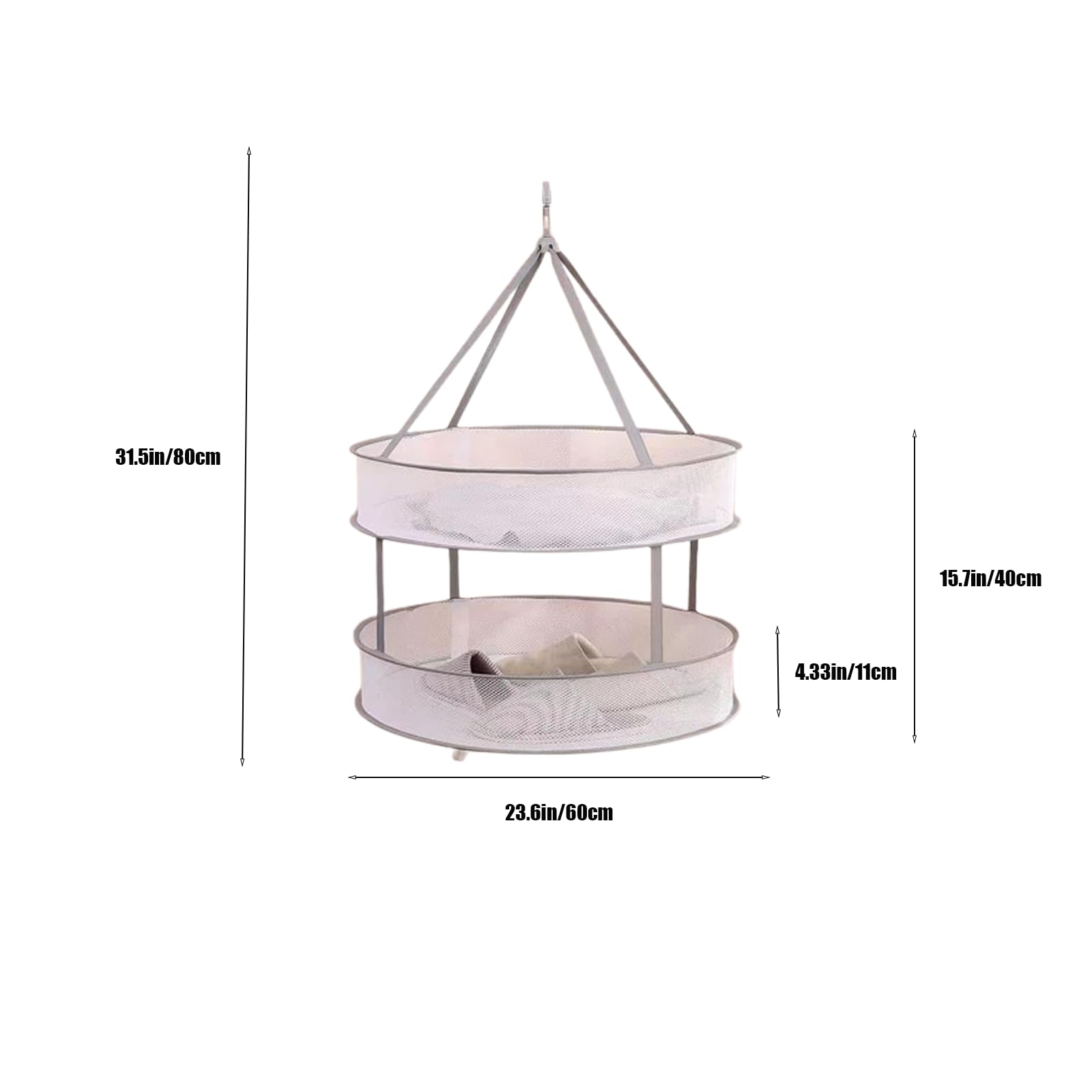 Qaoliffa 2-Tier Folding Mesh Clothes Hanging Dryer,Prevent Sweater from Deforming,Laundry Basket for Drying Underwear,Towels, Hats, Scarves,23 inches in Diameter(Set of 2)