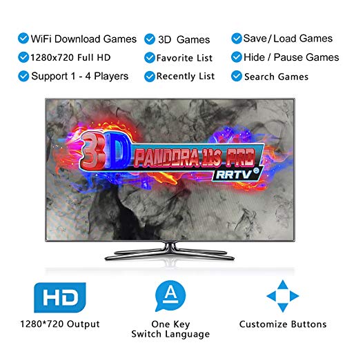 RegiisJoy【10000 Games in 1 】 Arcade Game Console WiFi Function Pandora Box Arcade 18S for PC & Projector & TV,1280X720,Search/Hide/Save/Load/Pause Games,
