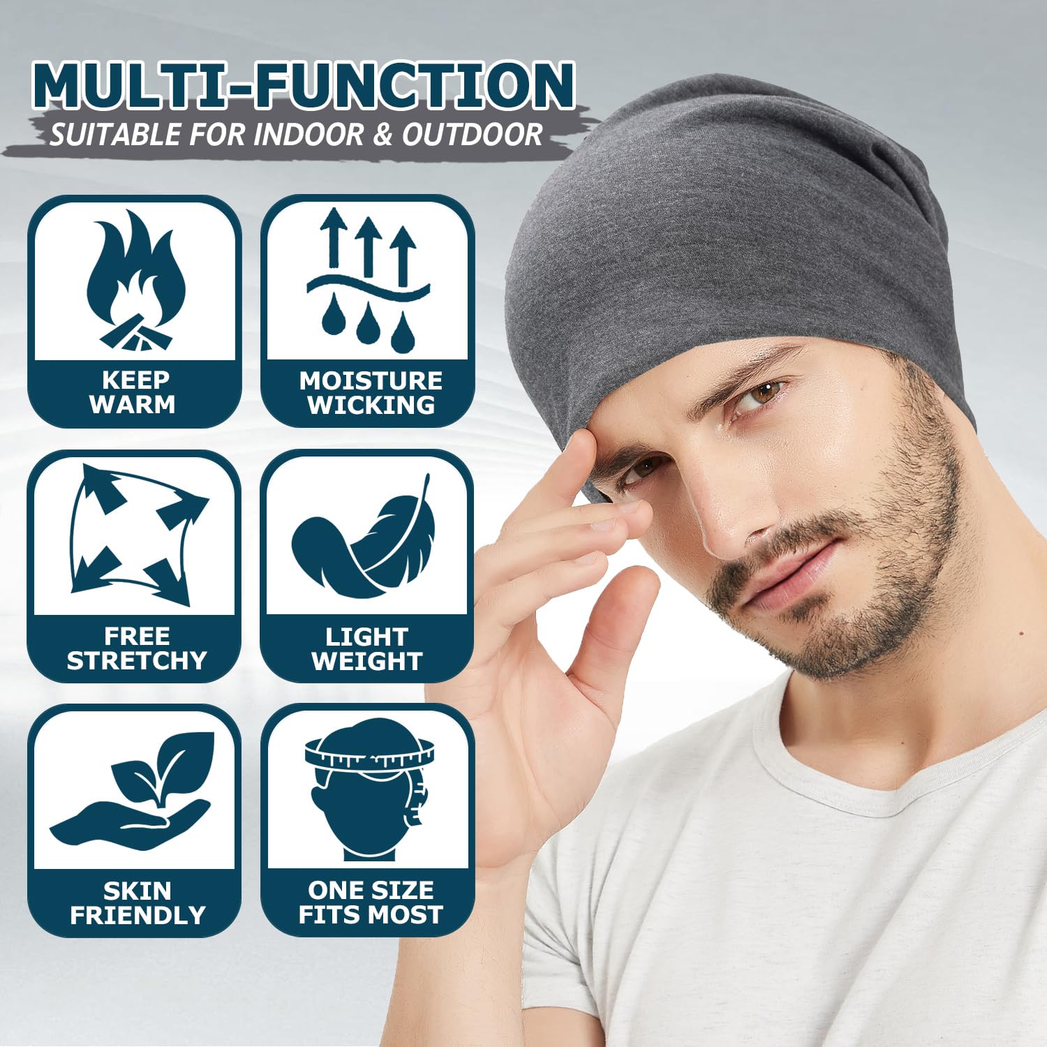 EINSKEY Cotton Slouchy Beanie Hat for Men/Women, Lightweight Oversize Large Thin Skull Cap Chemo Cap Night Sleeping Cap