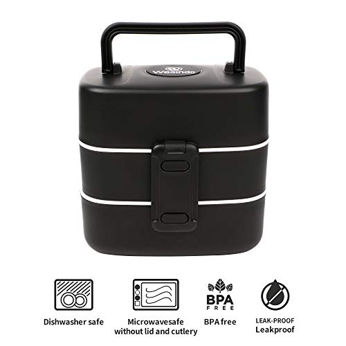Wagindd Bento Box Adult Lunch Box, Stackable Lunch Containers for Kids Leakproof Bento Box Includes Cutlery Microwave-safe