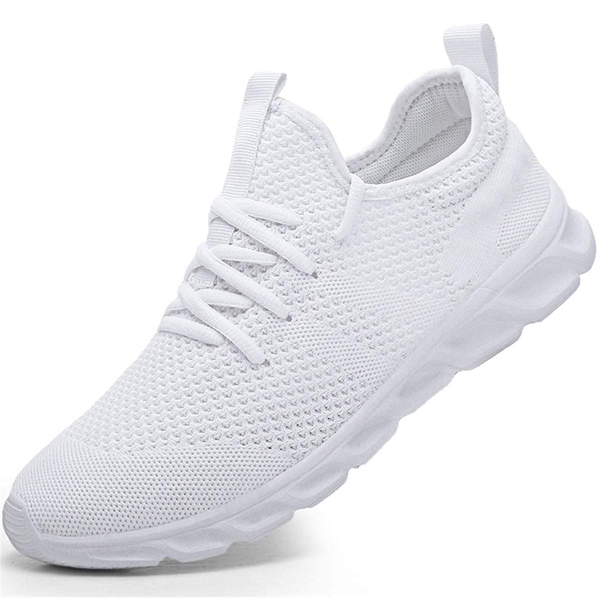 Damyuan Mens Lightweight Athletic Running Walking Gym Shoes Casual Sports Shoes Fashion Sneakers Walking Shoes White,8.5