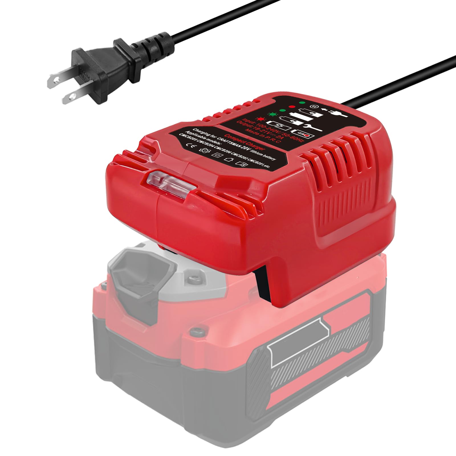 Laimiao Replacement Mini Charger for Craftsman 20V Battery,Compatible with Craftsman V20 Lithium Battery CMCB204 CMCB202 CMCB201 CMCB209 CMCB205 (Only for V20 Series，Battery Not Included)