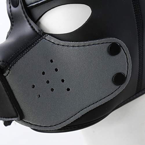 Moleney Adults Neoprene Puppy Hood Mask, Removable Cosplay Dog Full Face Pup Hood Mask