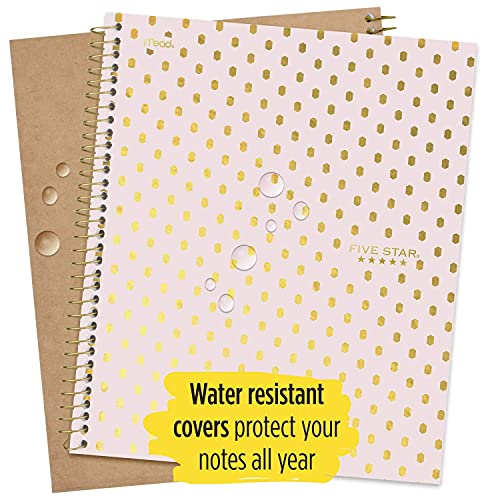 Five Star Spiral Notebooks, 1 Subject, College Ruled, 11in x 8-1/2in, Cute Bright Colors, Design May Vary. 4 Pack