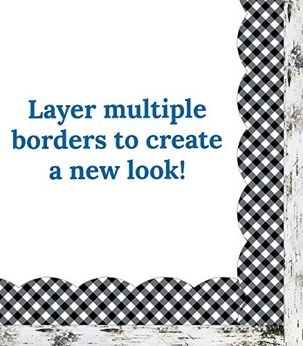 Schoolgirl Style Black and White Gingham Bulletin Board Borders, Woodland Whimsy Classroom Decorations, 39 Feet