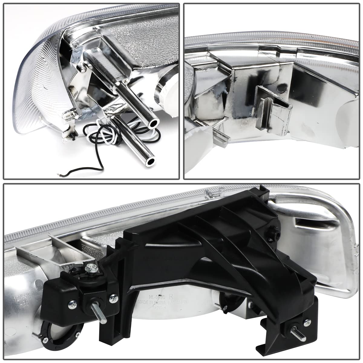 DNA MOTORING HL-LB-CSIL99-CH-CL1 Chrome Housing Pair LED DRL Headlight Bumper Lamps Replacement For 99-02 Silverado