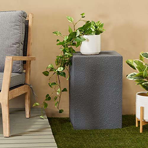 Deco 79 Contemporary Magnesium Oxide Garden Stool, 17" x 17" x 24", Black