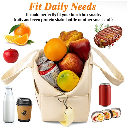 LUCKIPLUS Lunch Bag for Women Personalized Insulated Lunch Box for Adults with Adjustable Shoulder Strap Reusable Freezable Lunchbox Cooler Tote for Office Work Picnic Beach (Beige)