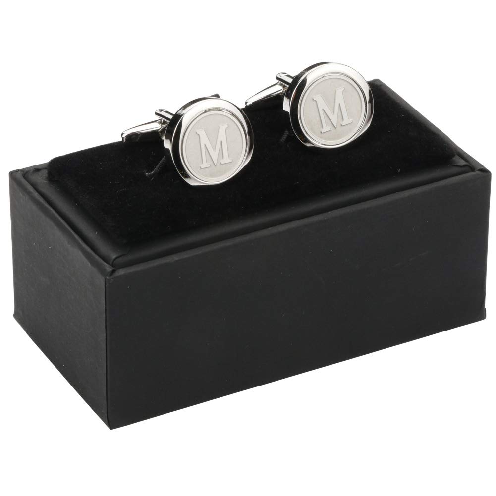 Dannyshi Mens Classic Stainless Steel Initial Cufflinks 26 Alphabet Initial Letter Cufflinks Business Wedding Shirts A-Z (M)