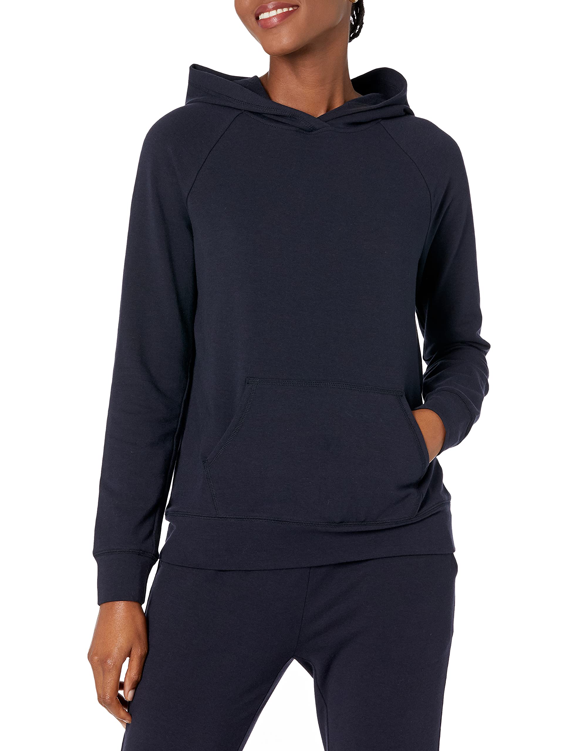 Daily Ritual Women's Terry Cotton and Modal Relaxed-Fit Long-Sleeve Hooded Sweatshirt, Navy, X-Large
