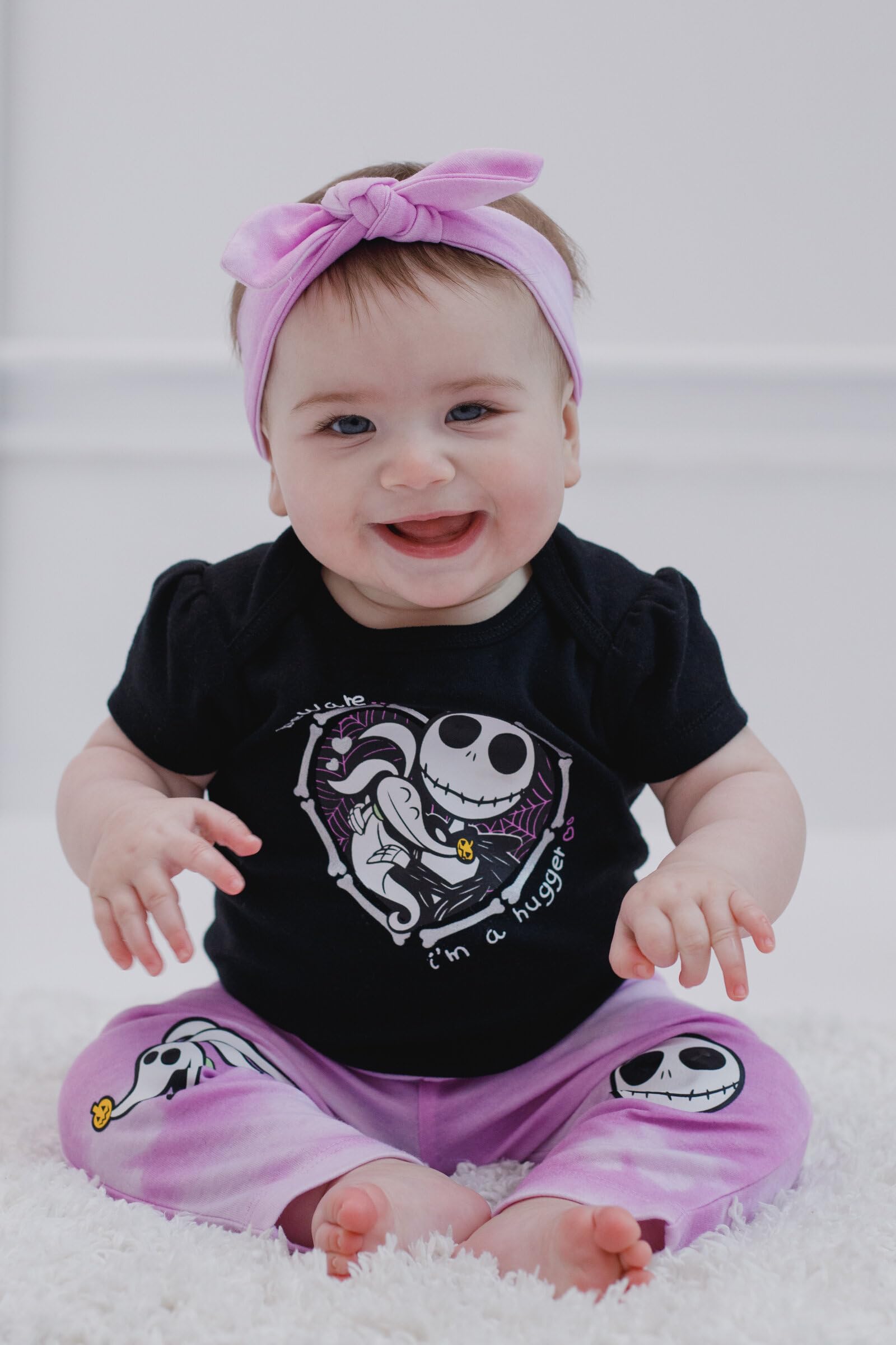 Disney Nightmare Before Christmas Zero Jack Skellington Infant Baby Girls Bodysuit Pants and Headband Set 18 Months