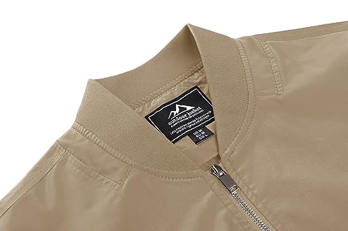 MAGCOMSEN Casual Jackets for Men Bomber Jacket Light Jackets for Men Spring Fall Jackets Pilot Jackets Khaki,XL