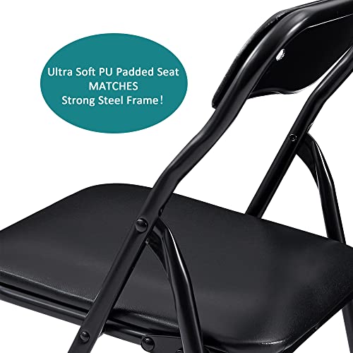 VECELO Kids Folding Activity Table and Chairs 5 Pcs Set, Portable, with Ultra Soft PU Padded Cushion, Matte Black
