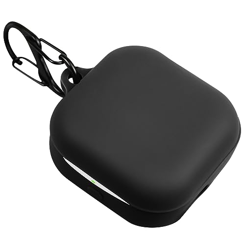 LDSXAY Compatible with Echo Buds 2023 Case Cover, Soft Silicone Shockproof Protective Case Skin for All-New Echo Buds (2023 Release) Charging Case with Carabiner, Front LED Visible (Black)