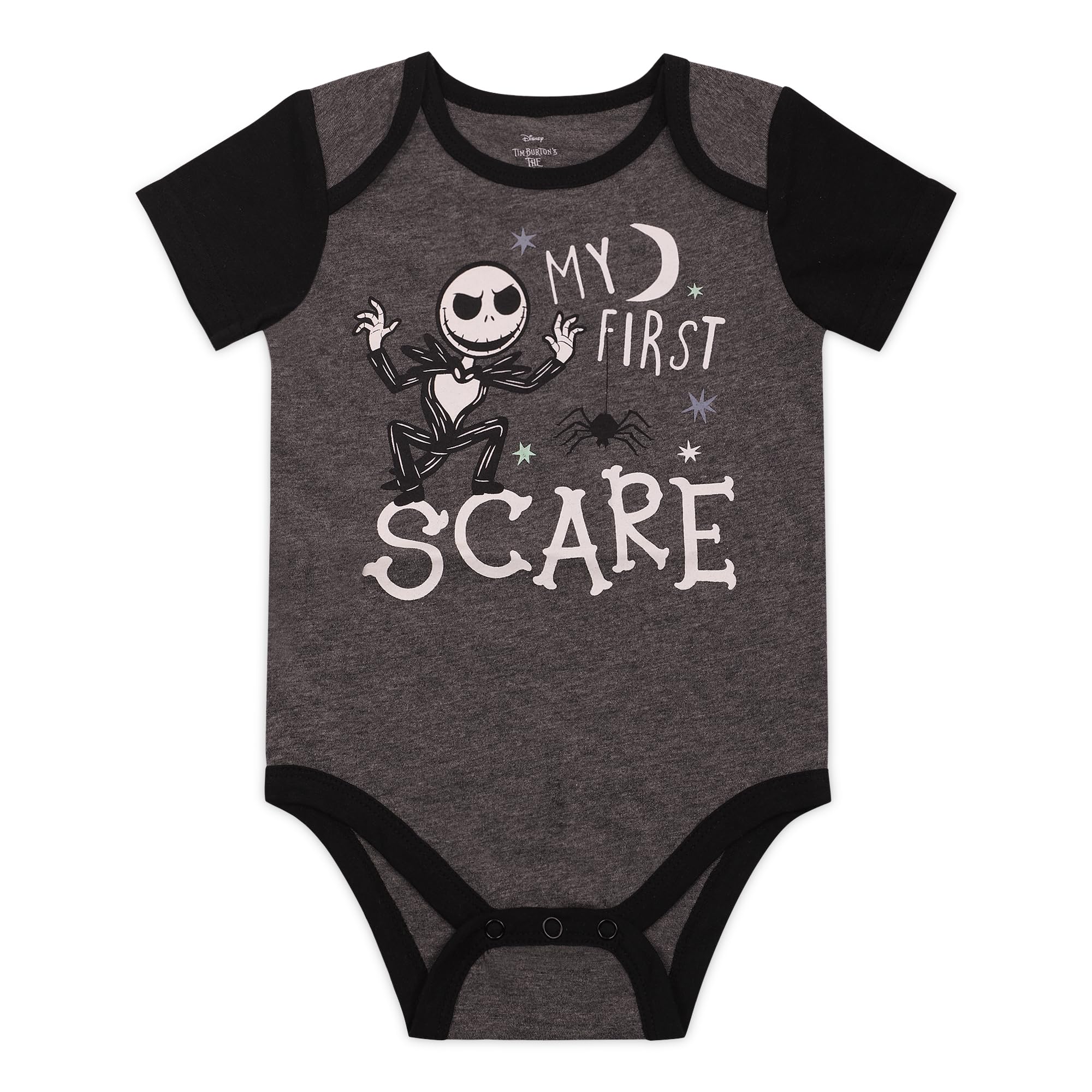 Disney Nightmare Before Christmas Boys’ Jack Skellington 3 Pack Bodysuits for Infant – Grey