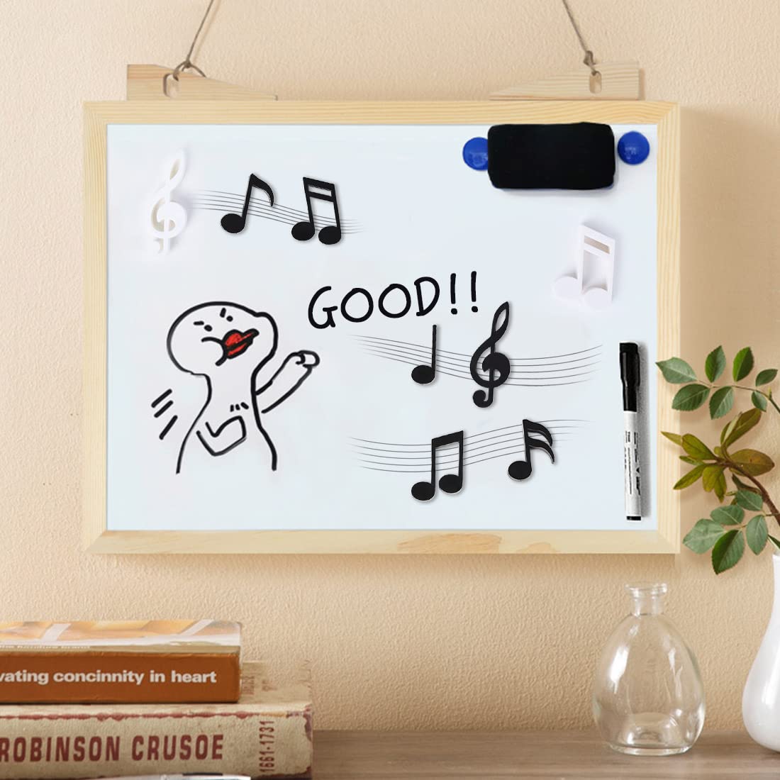 JJJ 12 Pcs Musical Notes Magnets Fridge,Black and White Small Fridge Magnets Cute Decorative Refrigerator for Office Kitchen Magnets Locker Glass Magnets, one size (BXT02)
