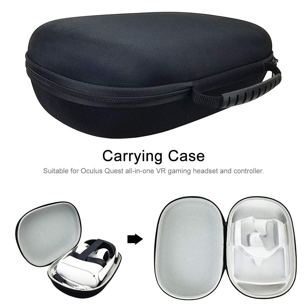 EKDJKK Large Capacity Gaming Carrying Case for Oculus Quest 2, Crush Resistant, Anti-Shock, Portable Protection, Hard EVA Carry Case with Strap, VR Headset Accessories