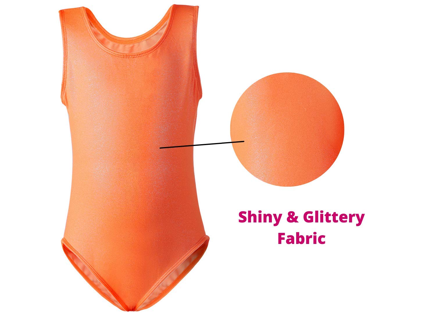 Dancina Girls Gymnastics Tank Top Leotard Dancewear Sparkle Orange 4