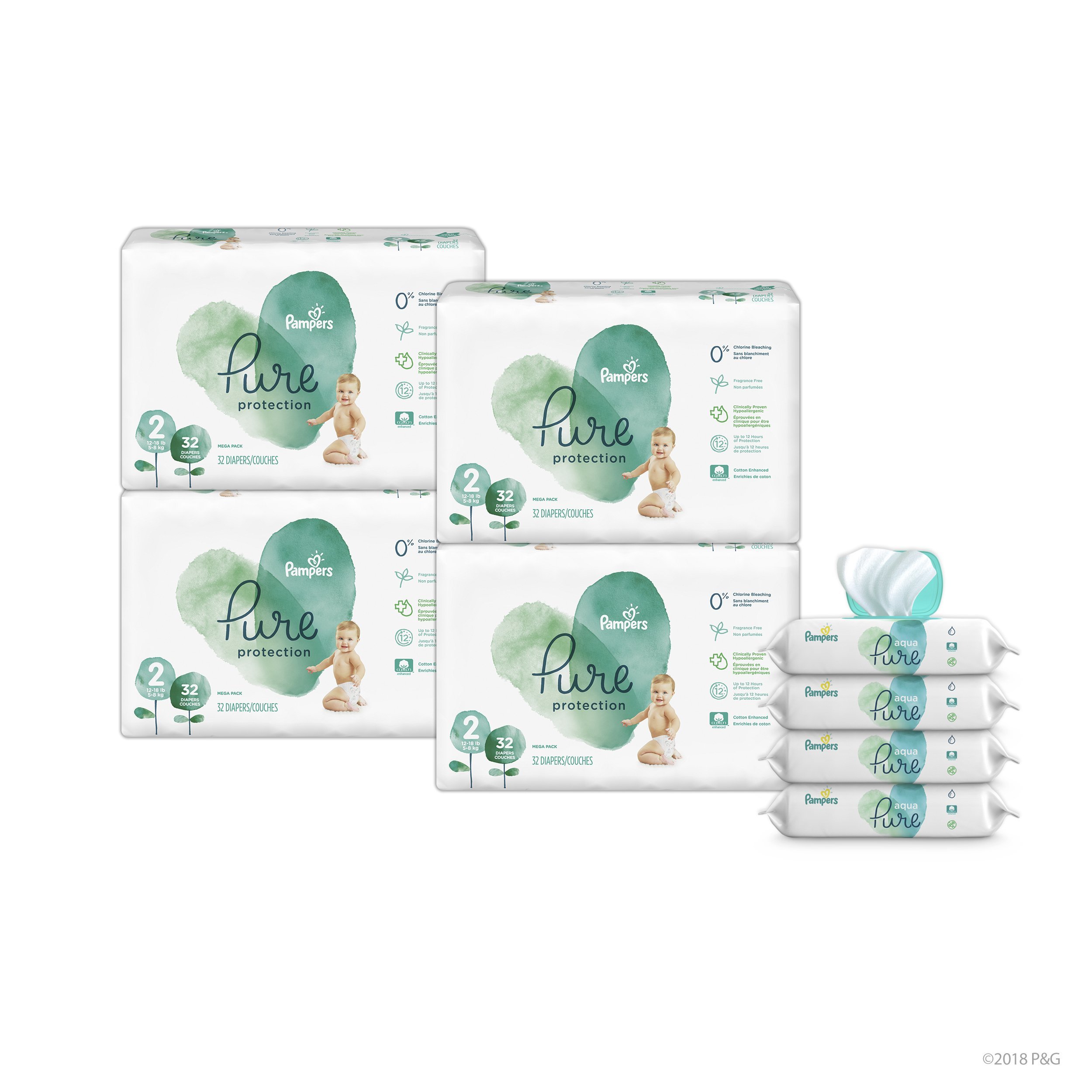 Diapers Newborn/Size 1 (8-14 lb), 108 Count - Pampers Pure Protection Disposable Baby Diapers, Hypoallergenic and Unscented Protection, Giant Pack (Old Version)