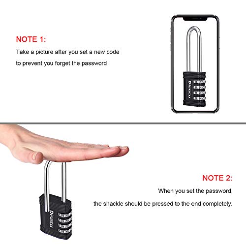Disecu 4 Digit Combination Lock 2.7 Inch Long Shackle and Outdoor Waterproof Resettable Padlock for Gym Locker, Hasp Cabinet, Gate, Fence, School (Black, Pack of 2)