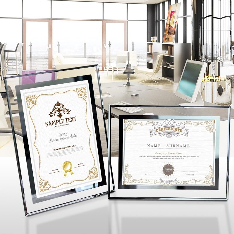 ZYUE 6x8 inch Picture Frame Made of Crystal Glass Display Pictures for Table Top Display and Wall Mounting Photo Frame Simple and Stylish Black