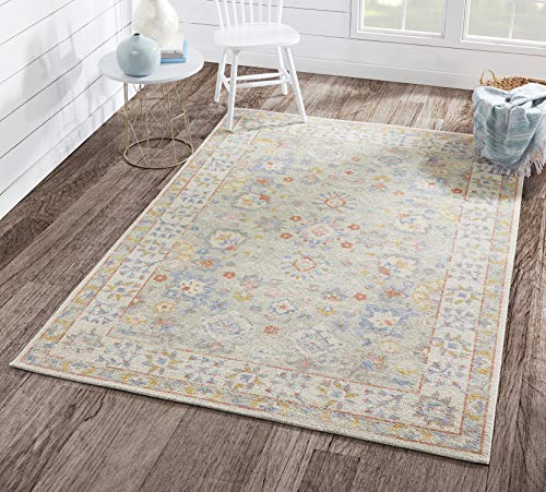 Momeni Anatolia Area Rug, 3 ft 3 in x 5 ft, Light Blue