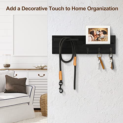 Lucundm Key Holder for Wall, Decorative Entryway Shelf with Hooks Holds Keys, Dog Leash, Sunglasses β Key Hanger with 3 Hooks Organizes, Enhances Home Decor (15β x 4.5β x 2.6β) (Black)