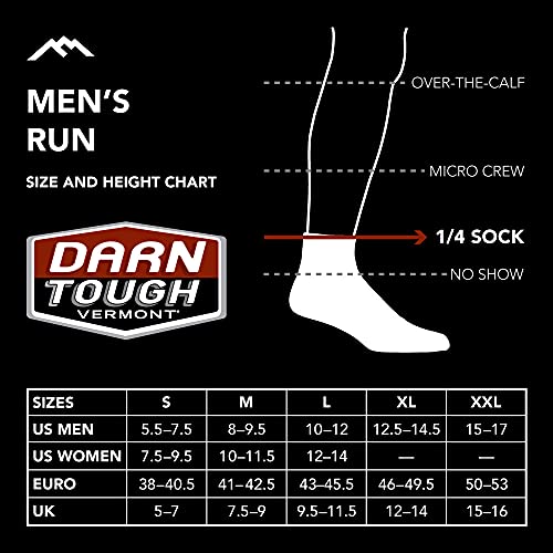 Darn Tough Men's Run 1/4 Ultra-Lightweight with Cushion - Large Fatigue Merino Wool Socks for Running