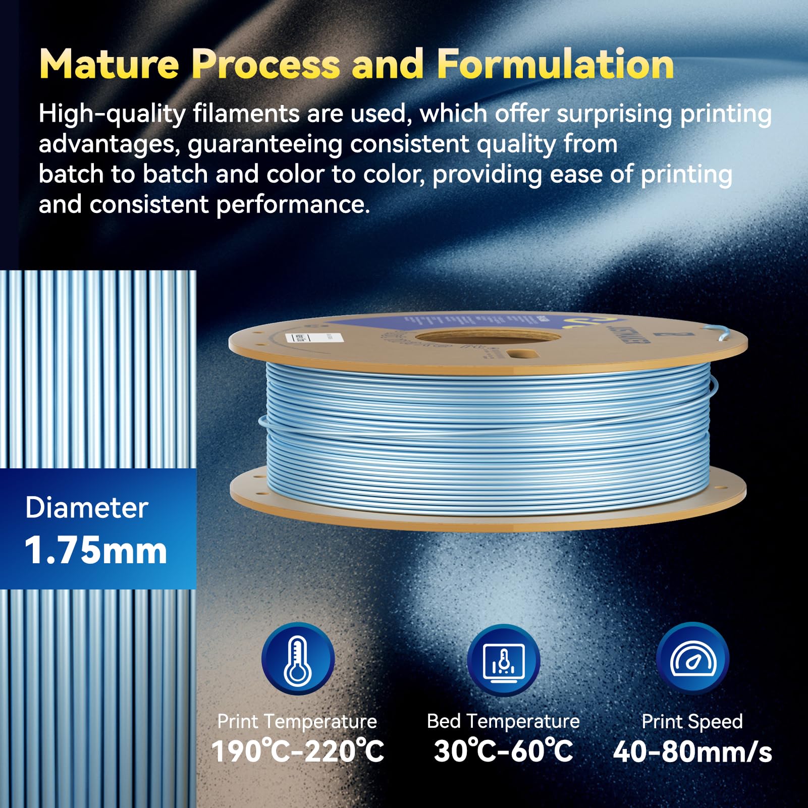 JUSTMAKER PLA Silk 3D Printer Filament, Upgrade Cardboard Spool, Silk Shiny Filament, Dimensional Accuracy +/-0.03mm, 1.75mm, 1kg, Brown