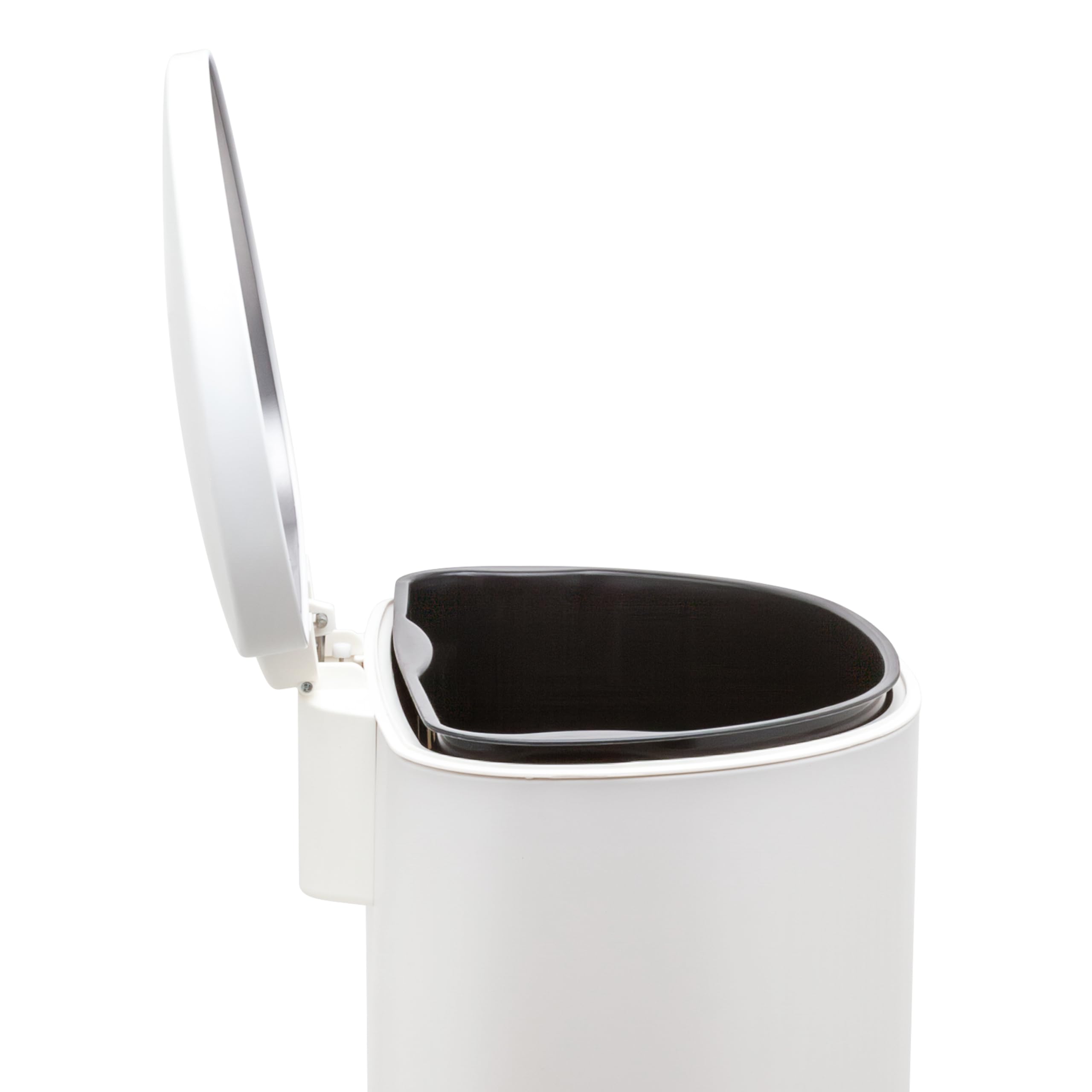 QUALIAZERO 50L/13Gal Heavy Duty Hands-Free Stainless Steel Commercial/Kitchen Step Trash Can, Fingerprint-Resistant Soft Close Lid Trashcan, 13Gal, D Shape, Matte White