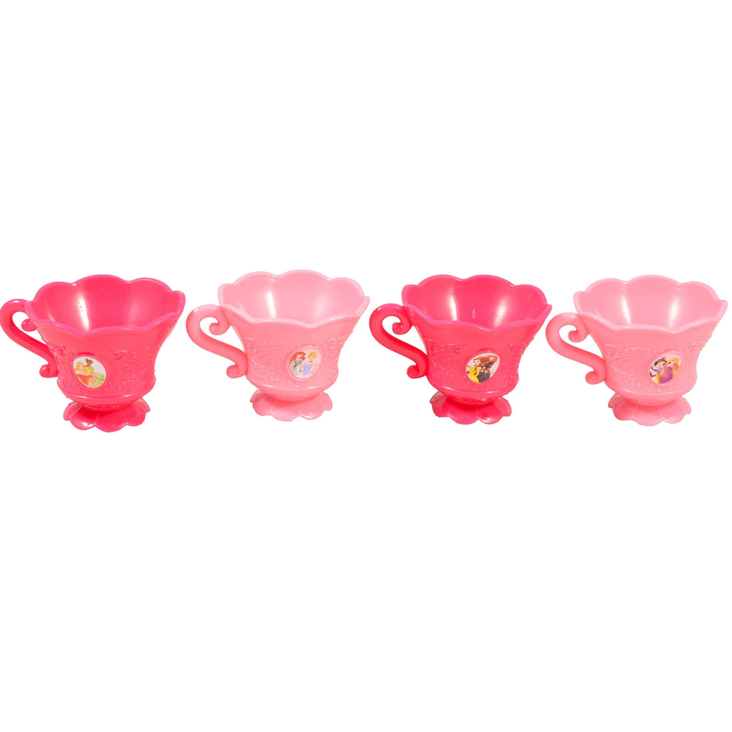 Disney Princess Playset Dinnerware Set - Plastic Princess Pretend Play Tea Time Play Set for Girls Kids Toddlers with Disney Princess Stickers and More